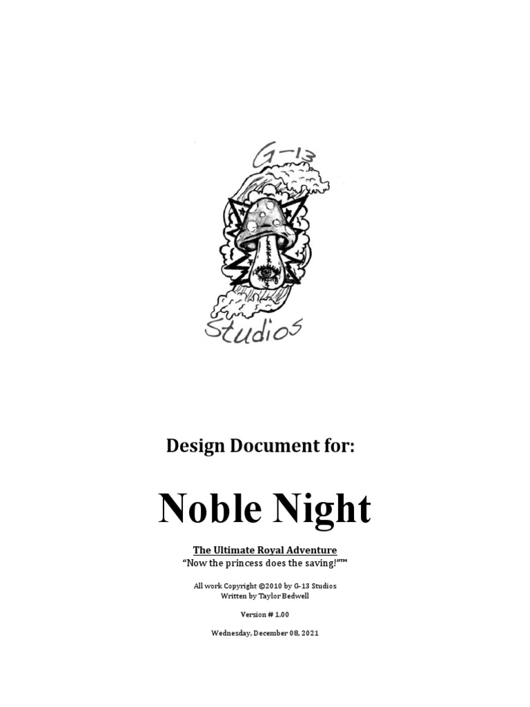 Noble Night: Design Document For | PDF | Online And Offline
