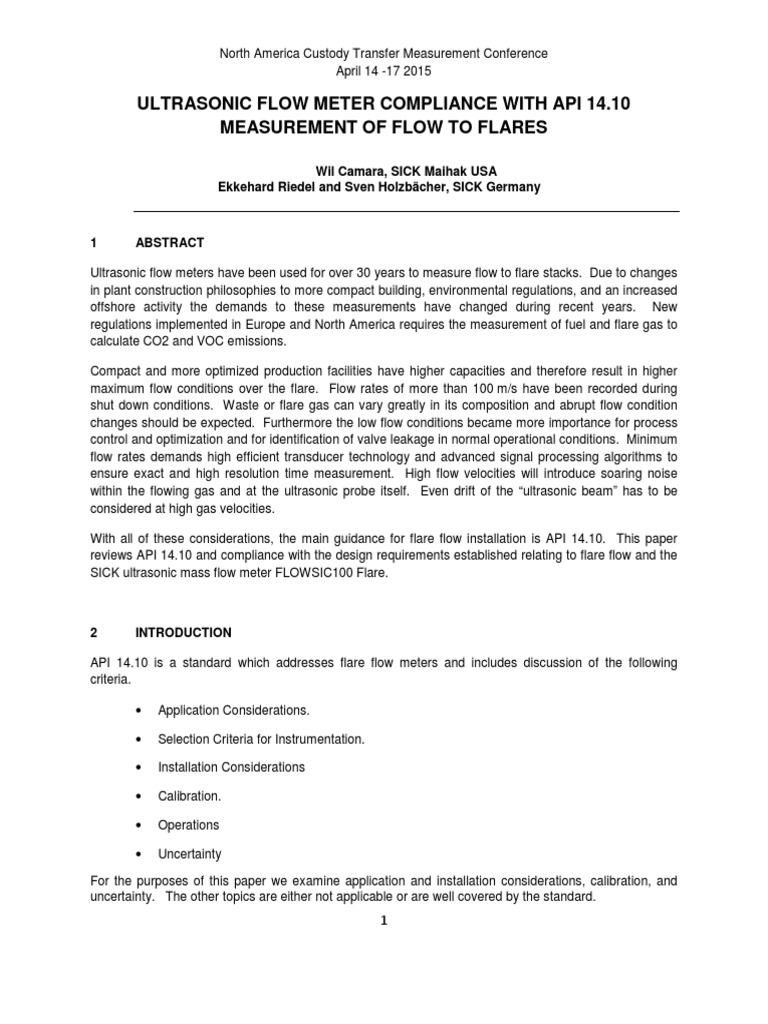 Ultrasonic Flow Meter API Compliance | PDF | Flow Measurement | Calibration
