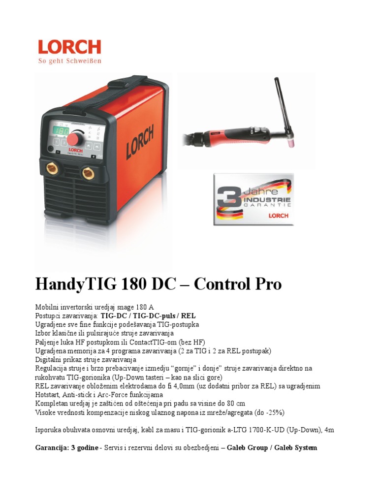 Lorch - Handytig 180 DC - Control Pro - Pds | PDF
