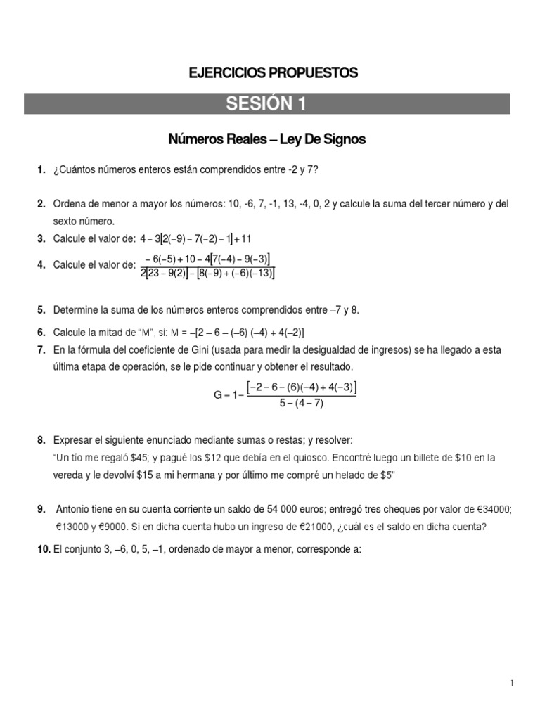 Ejercicios de Números Reales | PDF