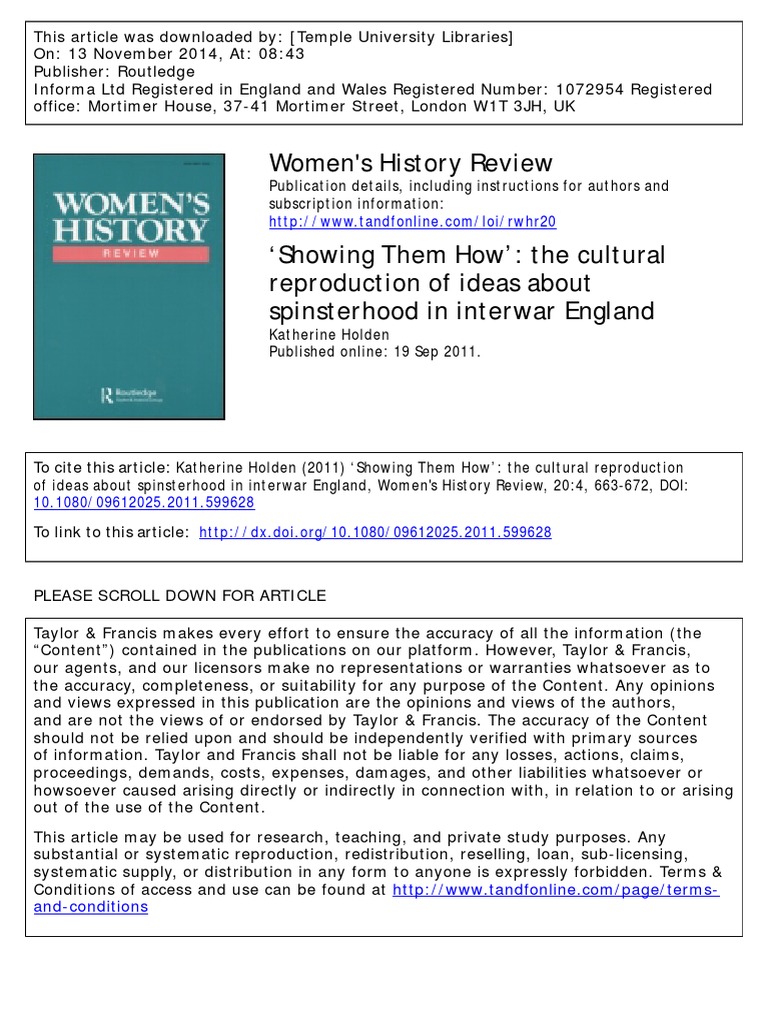 Women's History Review: To Cite This Article: Katherine Holden (2011 ...