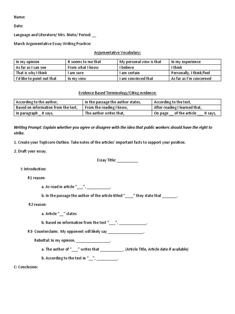 Argumentative Essay Writing Guide | PDF | Career & Growth | Self ...