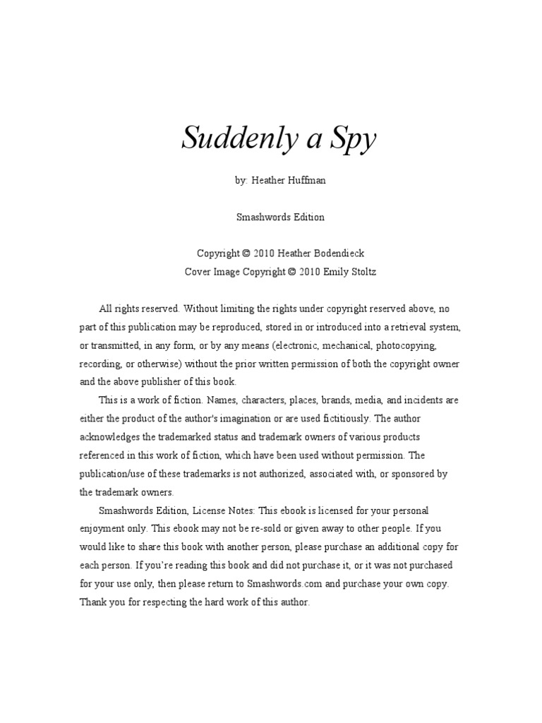 Suddenly A Spy | PDF | Copyright