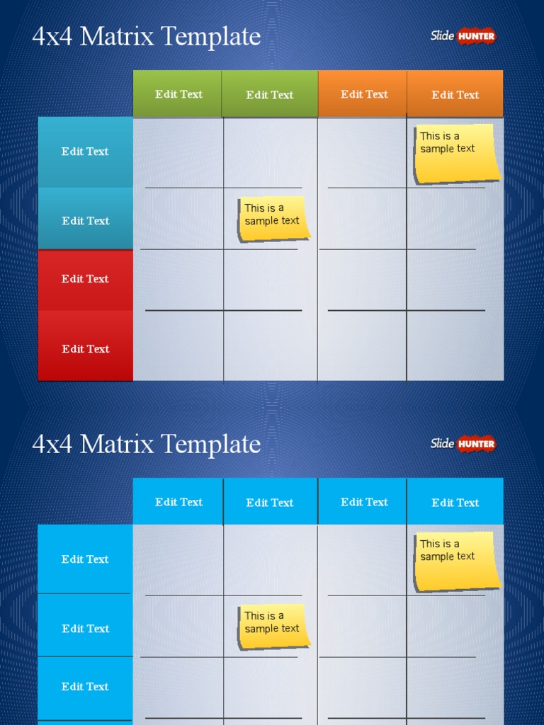 4x4 Matrix Template: Edit Text Edit Text Edit Text Edit Text | PDF