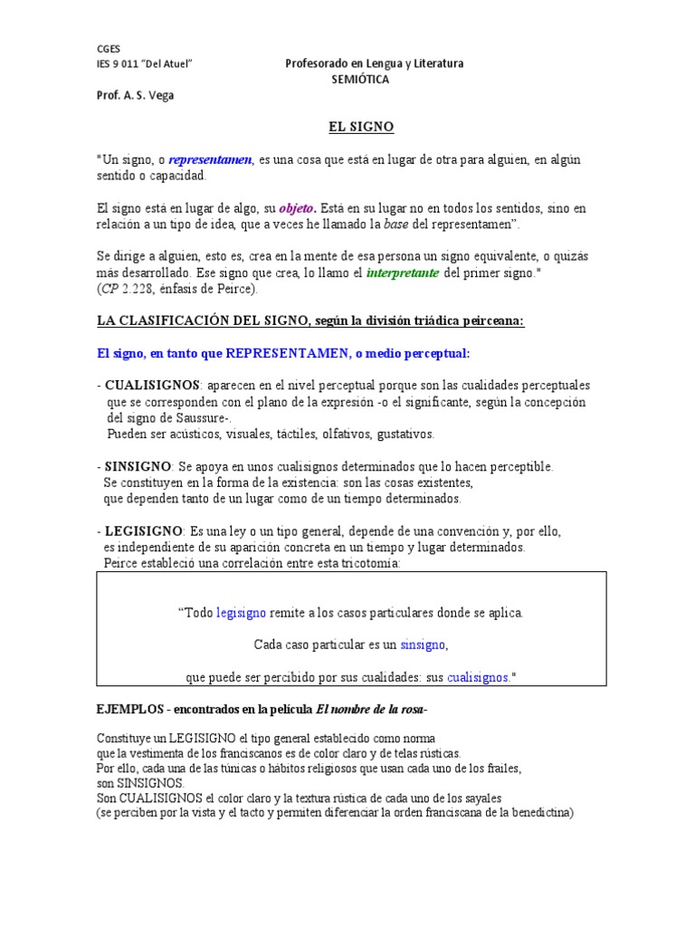 El Signo Como Triada C. Peirce | PDF | Charles Sanders Peirce | Ciencia ...