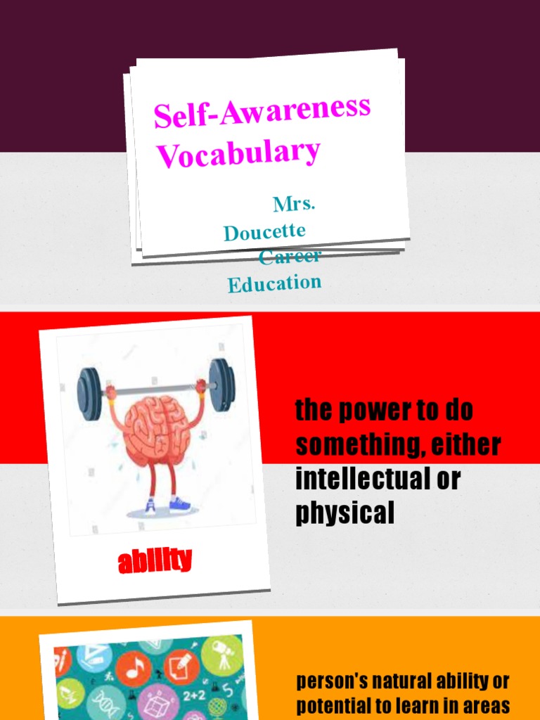 Self-Awareness Vocabulary: Mrs. Doucette Career Education | PDF ...