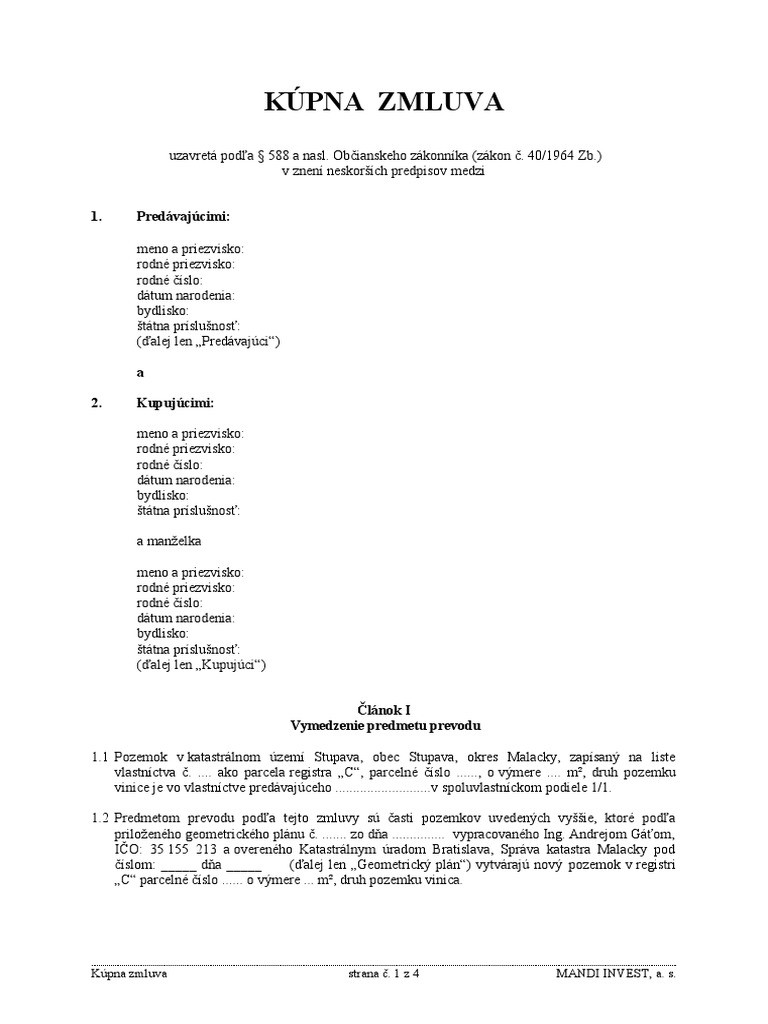 Kupna Zmluva | PDF
