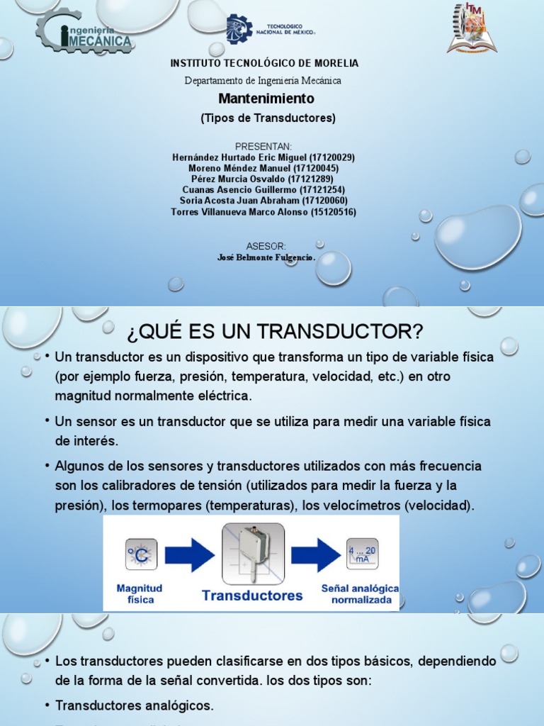 Tipos y Características de Transductores | PDF | Sensor | Medición
