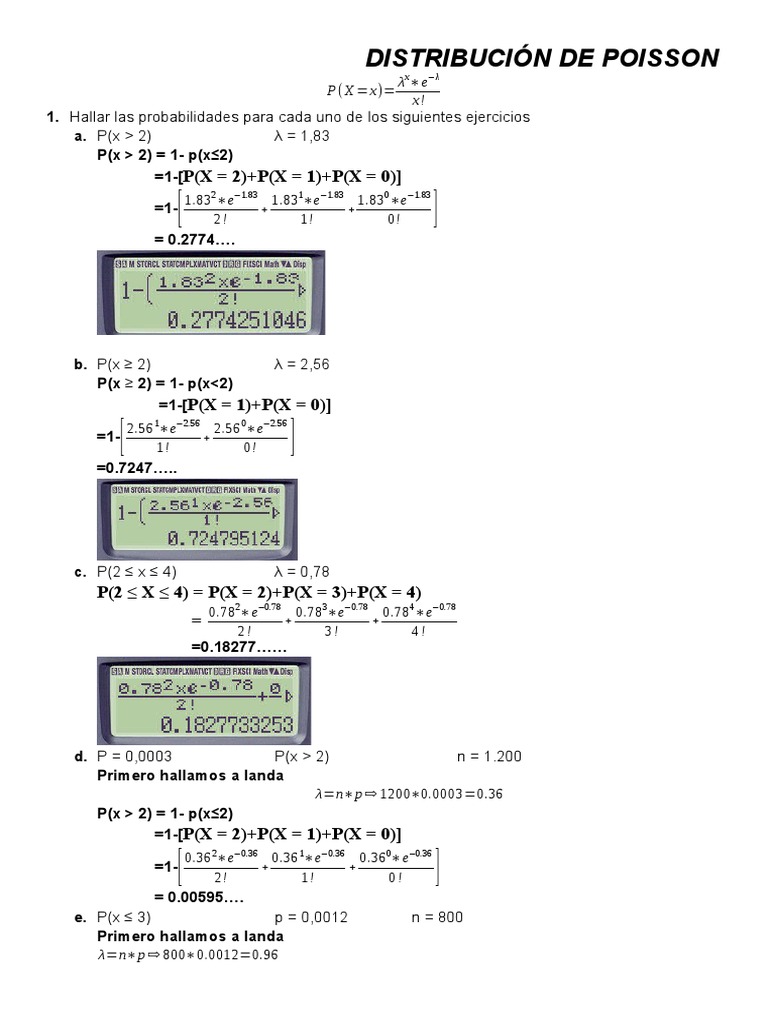 Distribucion de Poisson | PDF | Probabilidades y estadísticas | Métodos ...
