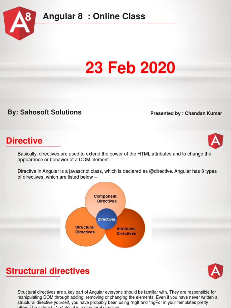 Angular 8: Online Class: By: Sahosoft Solutions | PDF | Document Object Model | Html