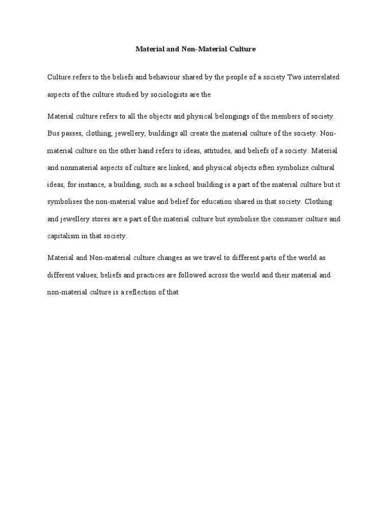 Material and Non Material Culture | PDF