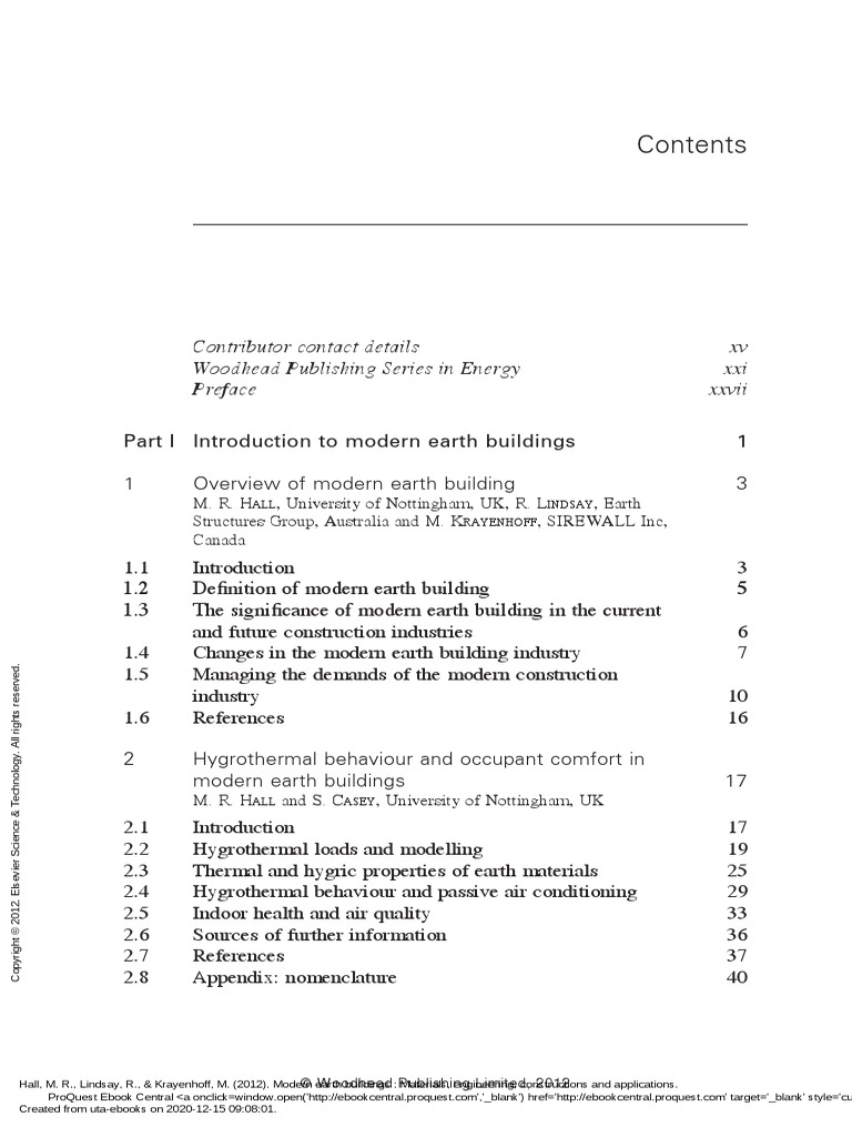 Modern Earth Buildings Materials, Engineering, Con... - (Contents) PDF ...