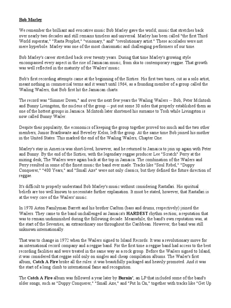 Bob Marley | Download Free PDF | Bob Marley | Reggae