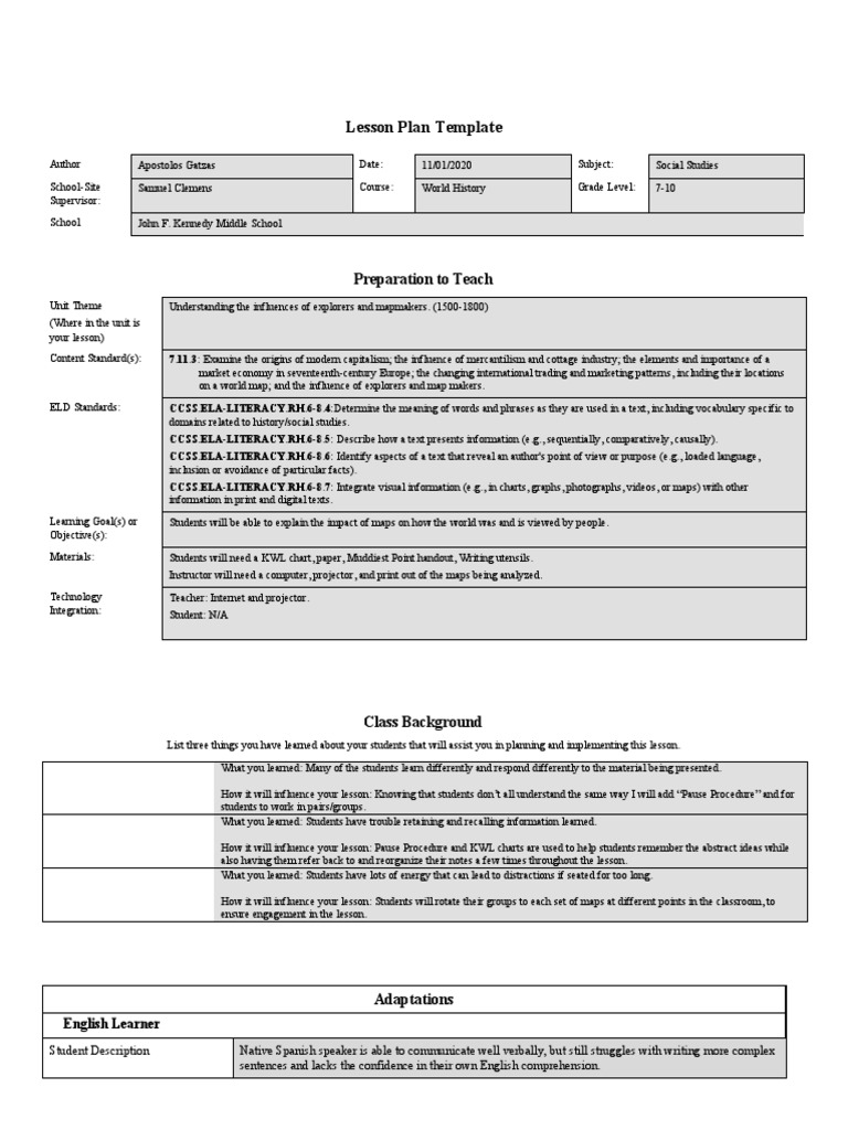 Active Learning Lesson Plan | PDF | Constructivism (Philosophy Of ...
