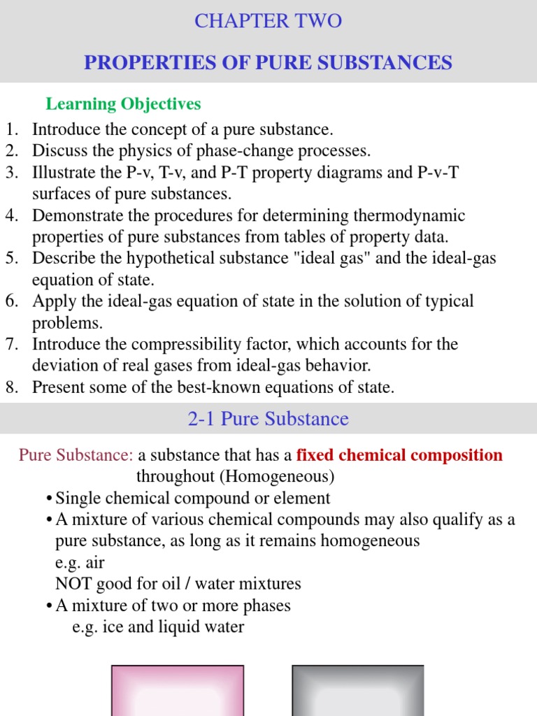Properties of Pure Substances: Chapter Two | PDF | Phase (Matter) | Gases