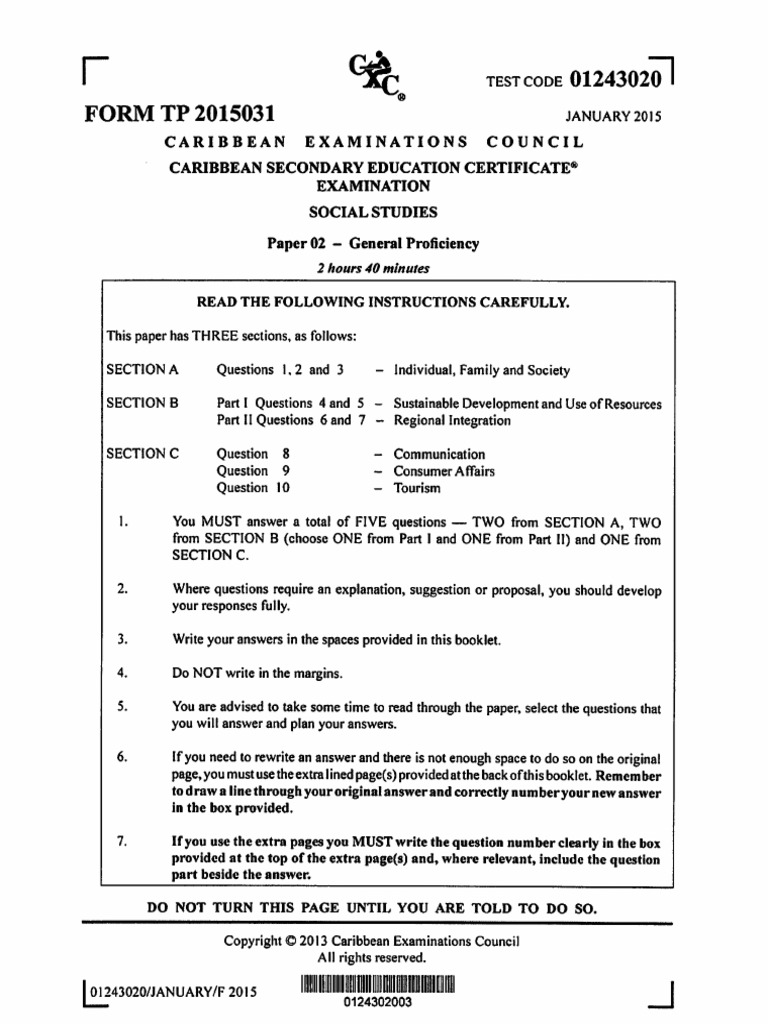 2015 Social Studies Paper 2 | PDF
