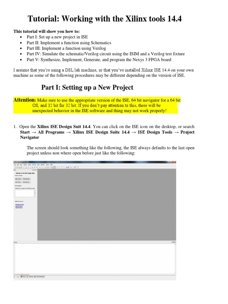 Tutorial: Working With The Xilinx Tools 14.4: Part I: Setting Up A New ...