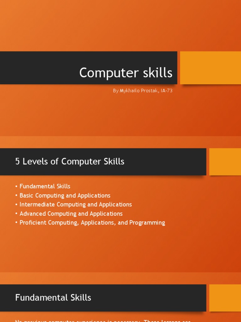 5 Levels of Computer Skills from Fundamental to Proficient | PDF ...