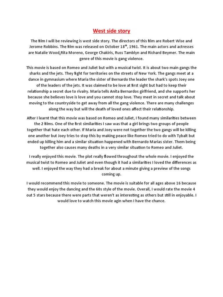West Side Story Review | PDF