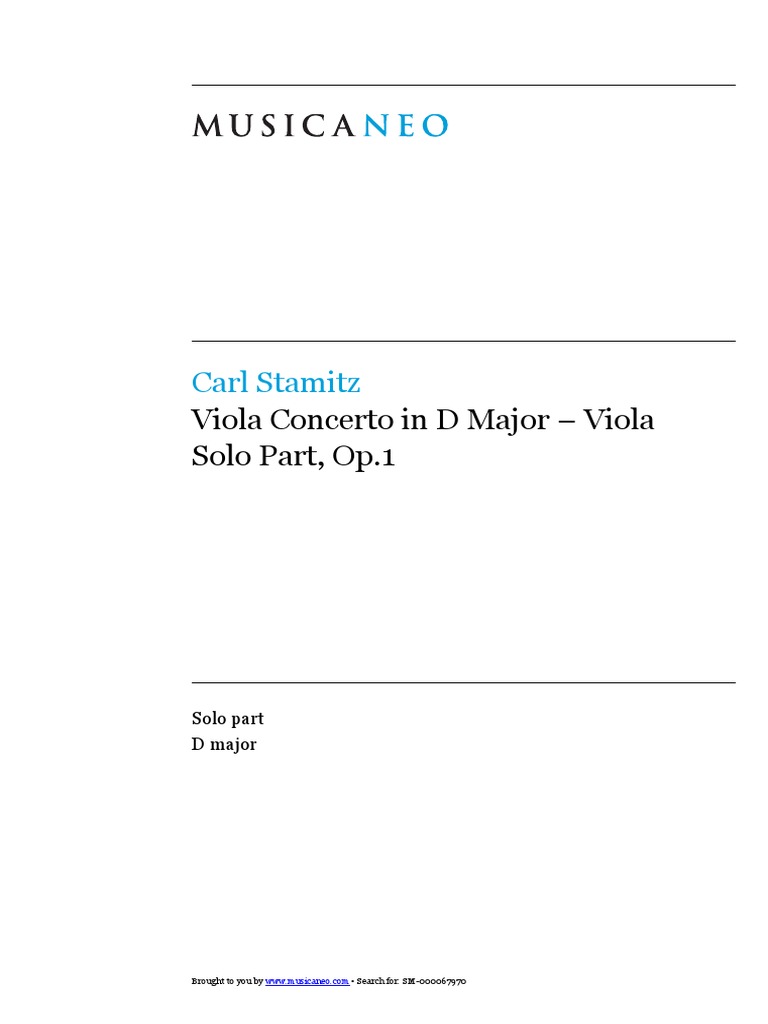 Stamitz Viola Concerto in D Major | PDF