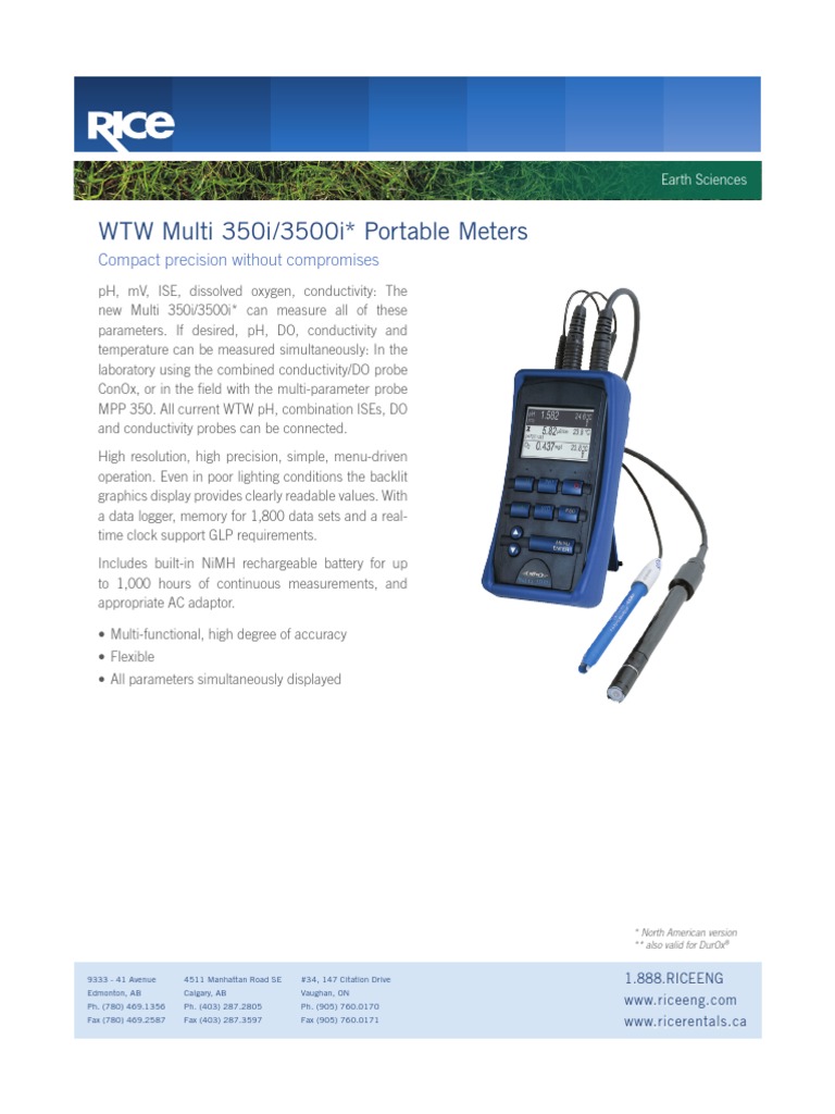 WTW Multi 350i 3500i PDF | PDF | Salinity | Ph