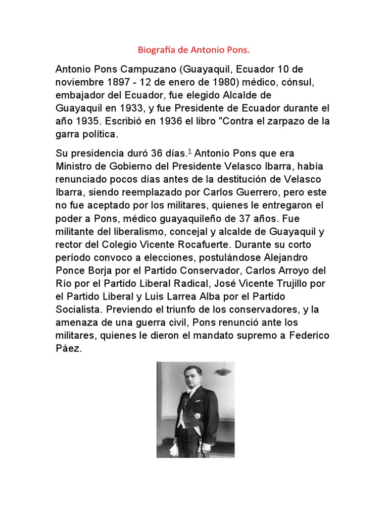 Biografía de Antonio Pons | PDF