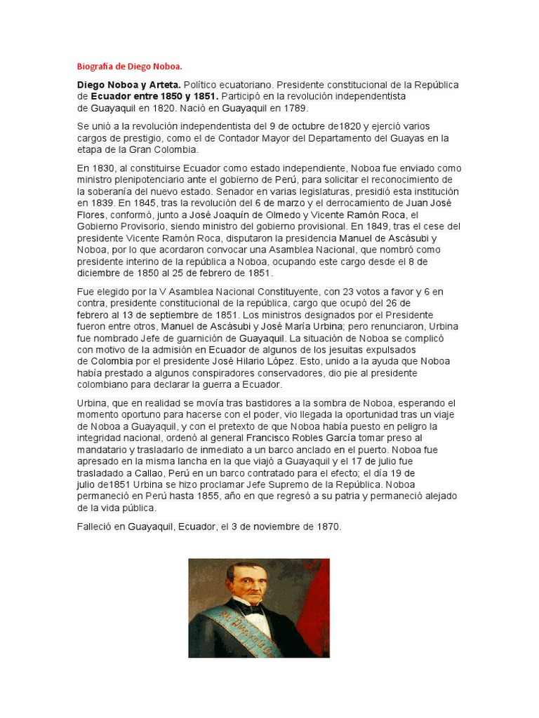 Biografía de Diego Noboa | PDF | América del Sur | Gobierno