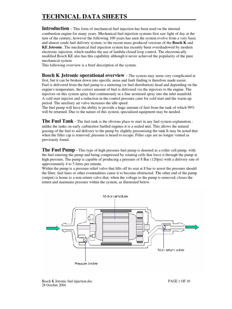 Bosch K Jetronic Fuel Injection | PDF | Fuel Injection | Pump