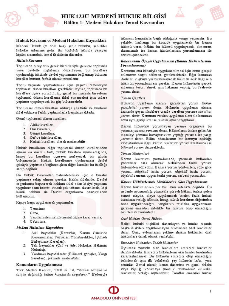 Medeni Hukuk Özet | PDF