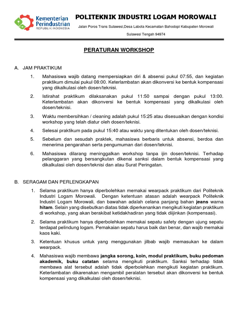 Peraturan Workshop | PDF