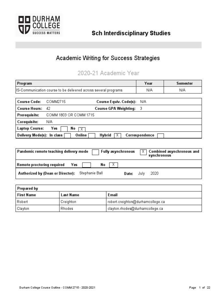Academic Writing Course Outline | PDF | Lecture | Turnitin