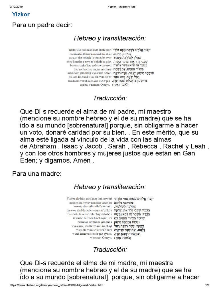 Yizkor - Muerte y Luto | PDF | Judios | Tora