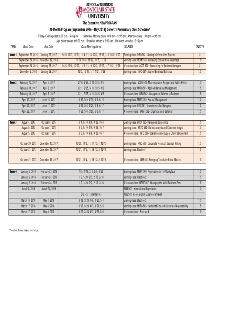 Executive MBA Schedule | Download Free PDF | Economies | Business