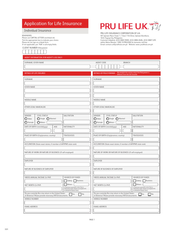 Application for Life Insurance: Document Provides Details for Life ...
