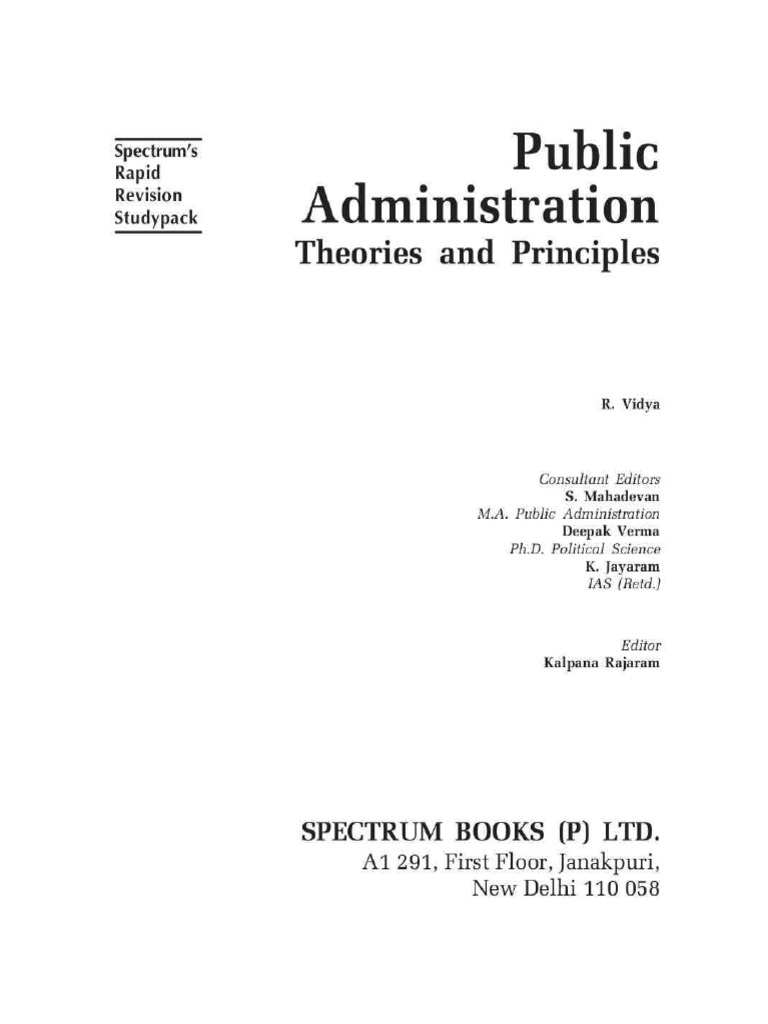 Public Administration Theories and Principals PDF | PDF