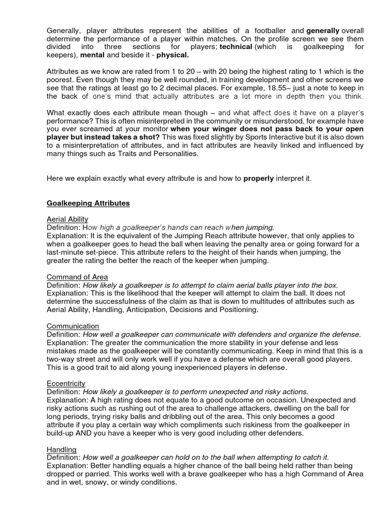 Understanding Player Attributes - Football Manager Guide | PDF ...