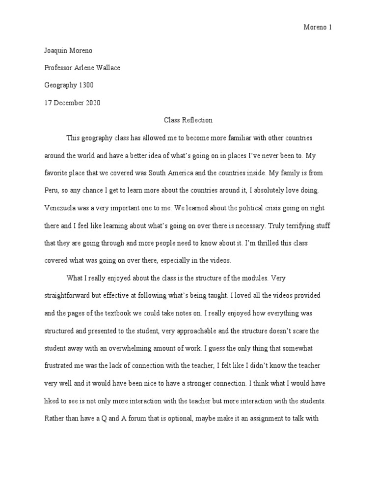Geography Reflection | PDF