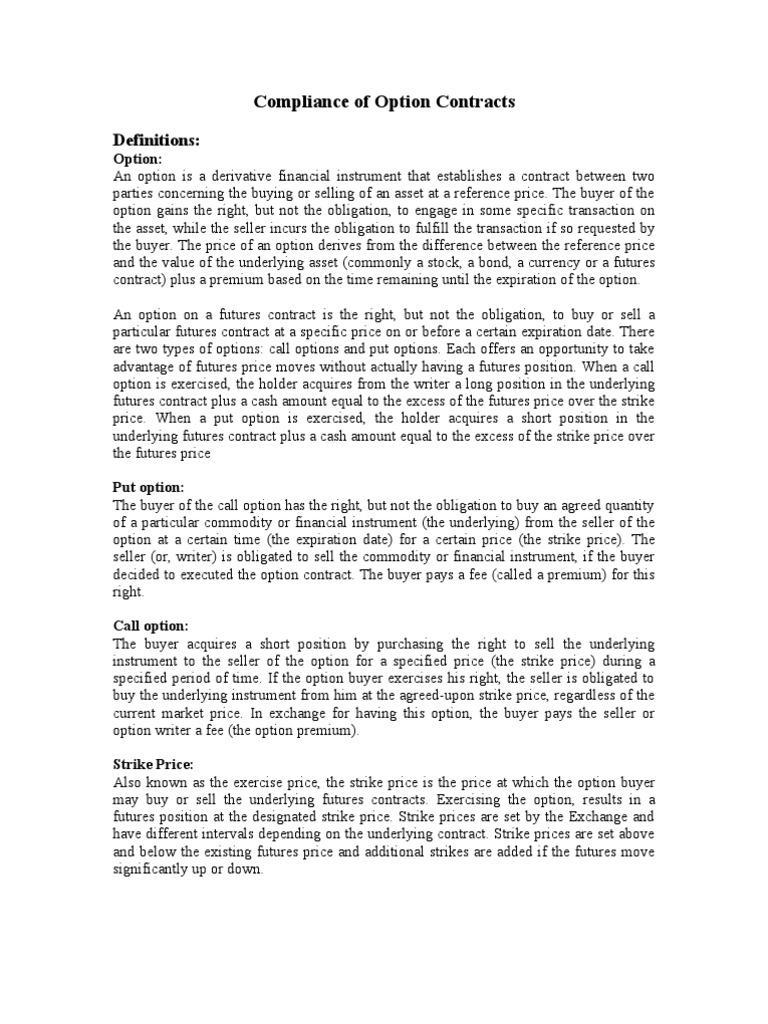 Complience of Option | PDF | Put Option | Option (Finance)