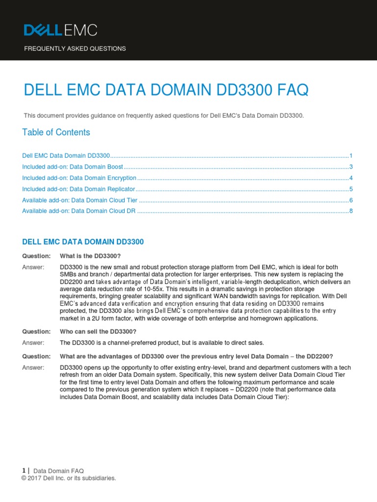 Dell Emc Data Domain Dd3300 Faq: Frequently Asked Questions | Download ...
