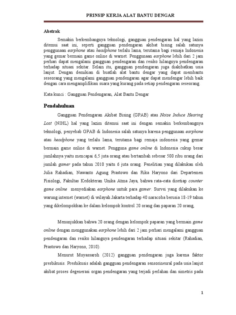 Prinsip Kerja Alat Bantu Dengar | PDF