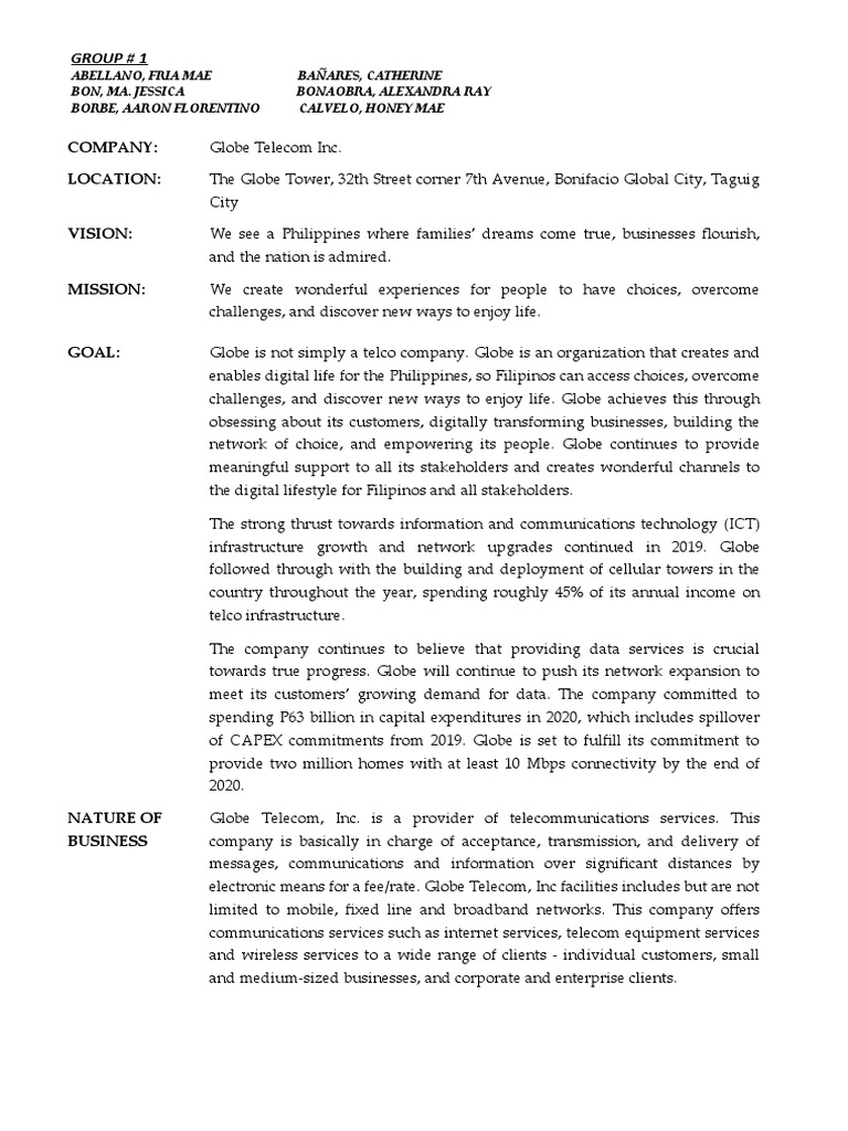 Analysis of Globe Telecom Inc.'s Financial Statements and Business ...