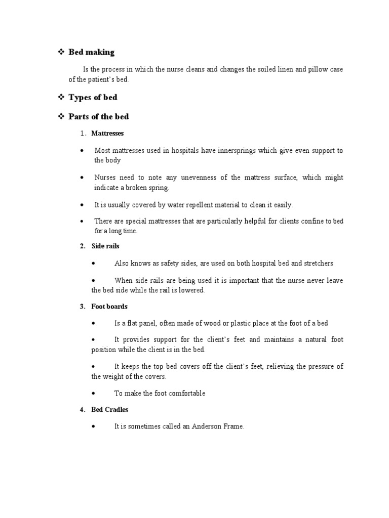 Bed Making | PDF | Bed | Intravenous Therapy