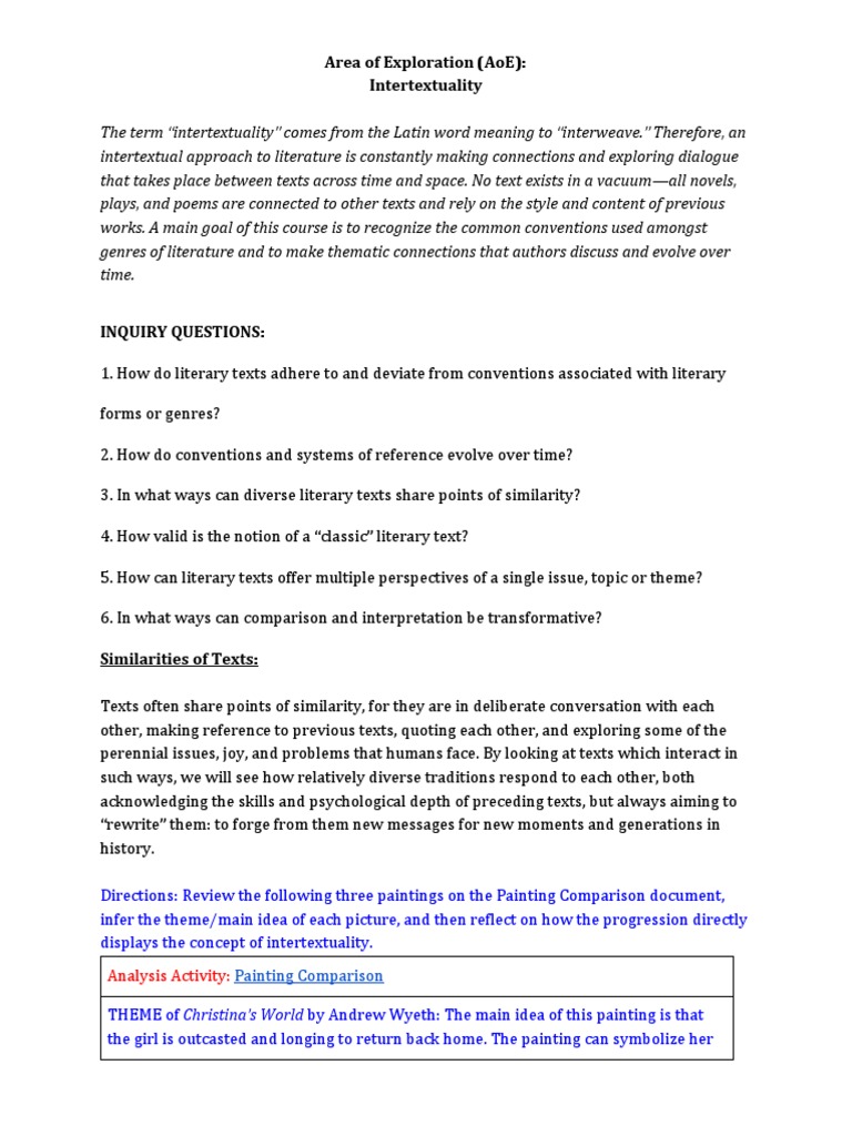 Aoe Intertextuality Handout | PDF | Intertextuality | Classics