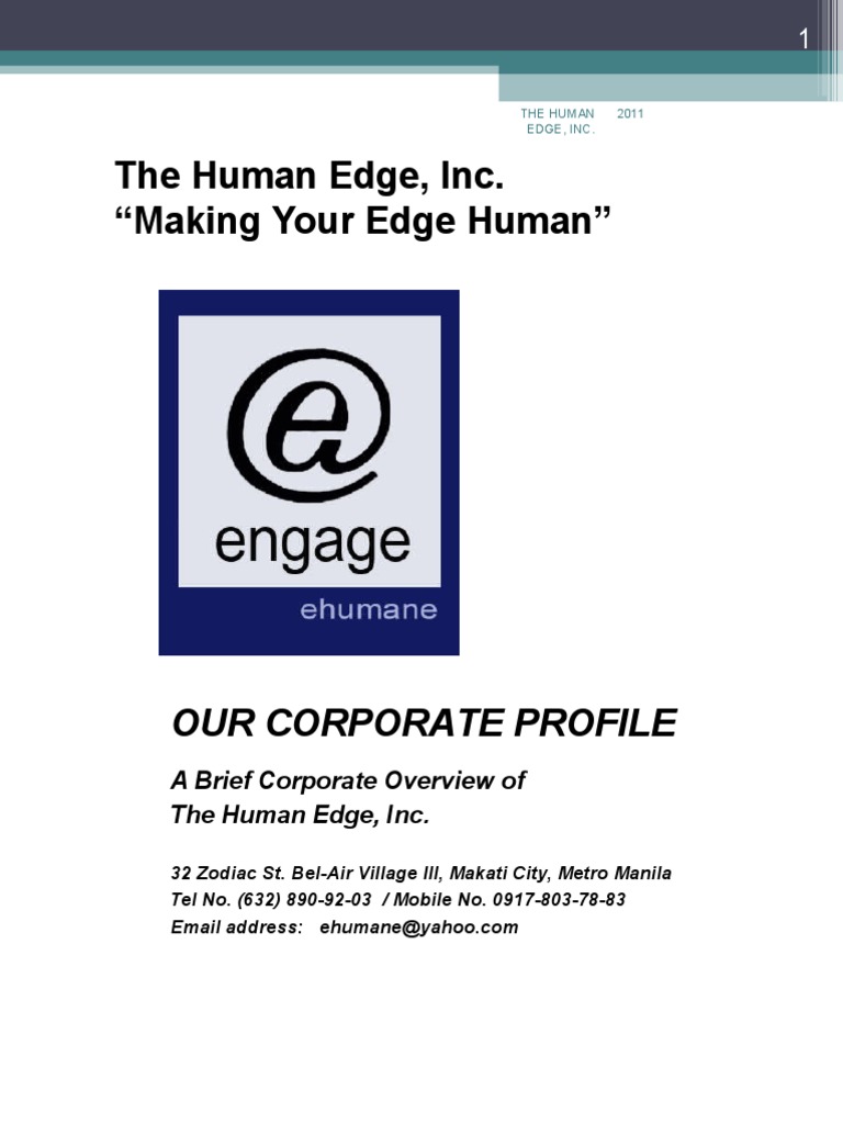 The Human Edge, Inc. "Making Your Edge Human": Our Corporate Profile | PDF | Business | Economies