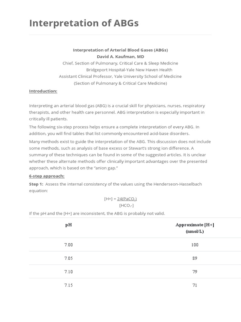 Interpretation of ABGs | PDF | Medical Emergencies | Human Diseases And ...
