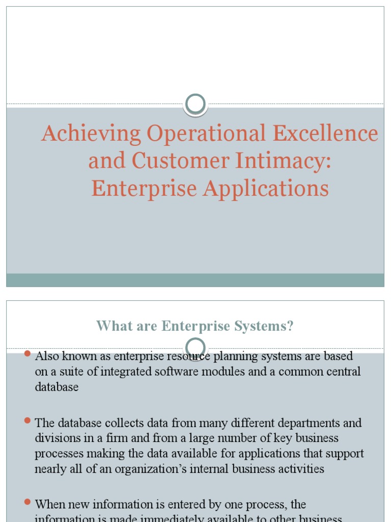 Achieving Operational Excellence and Customer Intimacy: Enterprise ...