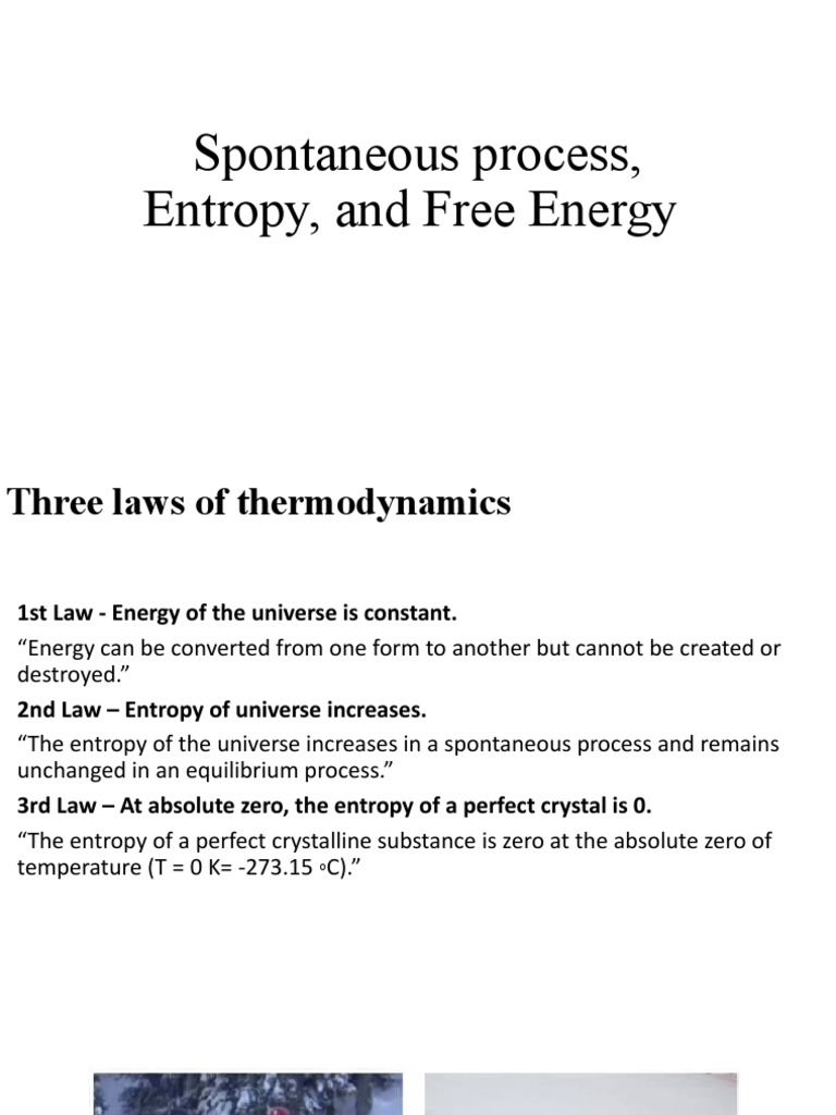 Spontaneous Process, Entropy, and Free Energy | PDF | Entropy | Second ...