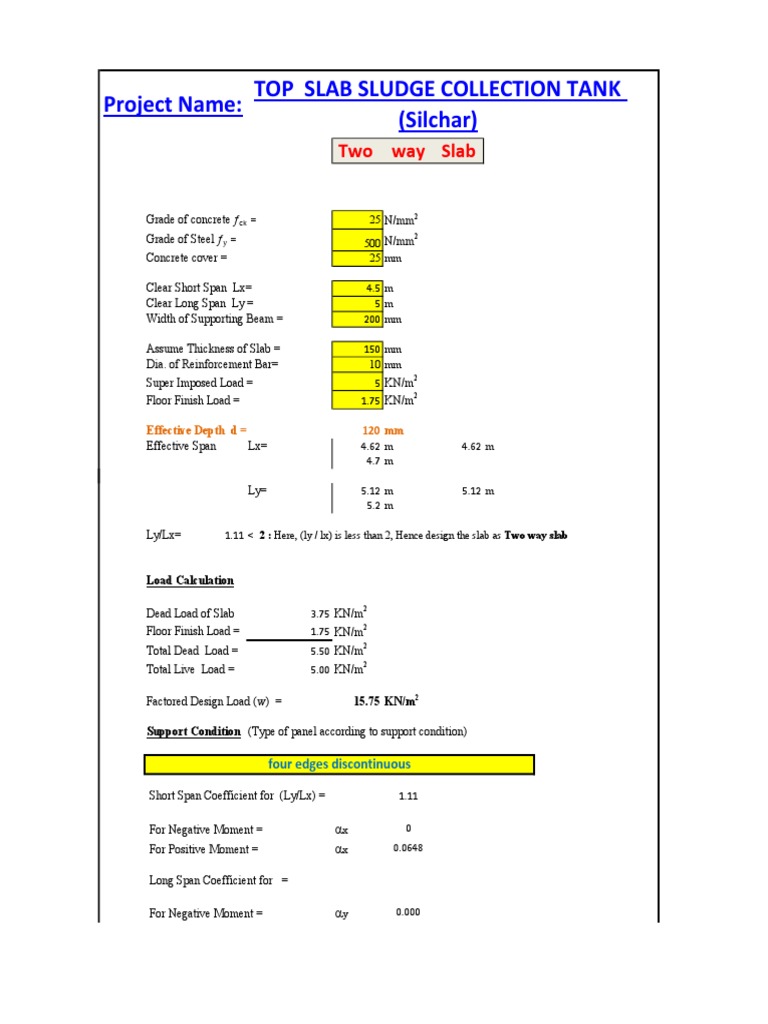 Top Slab of Sludge Collection Tank Silchar | PDF | Structural ...