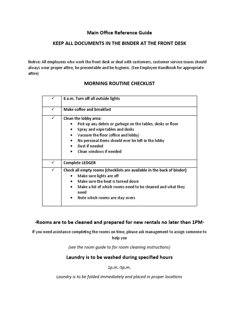Hotel Office Reference Guide 2 | PDF | Clothing | Business