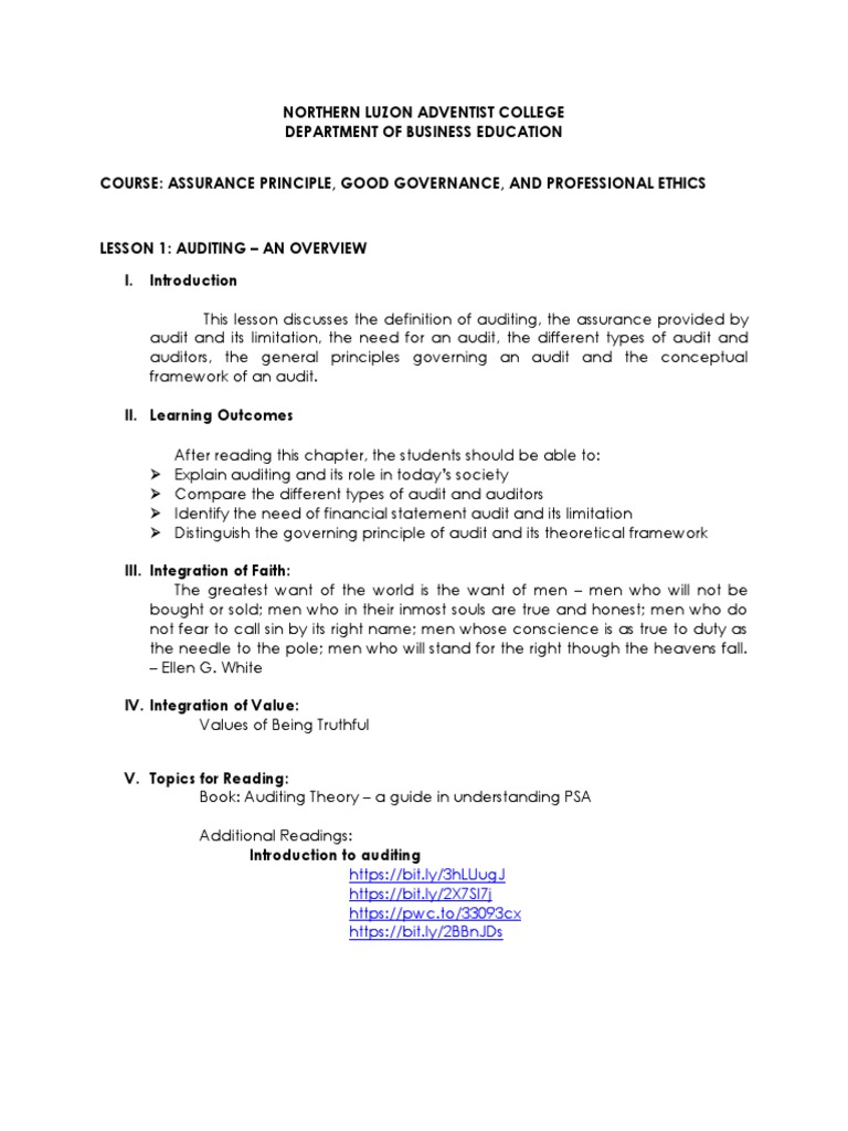 Overview of Auditing Principles | PDF | Financial Audit | Audit